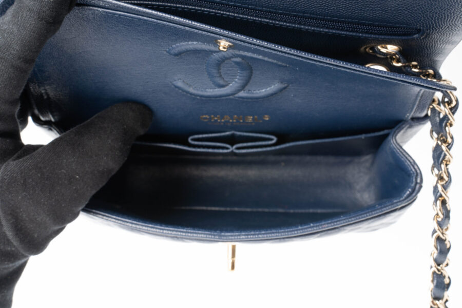 Chanel Small Classic Flap Bag Caviar Navy Blue - Luxury Shopping