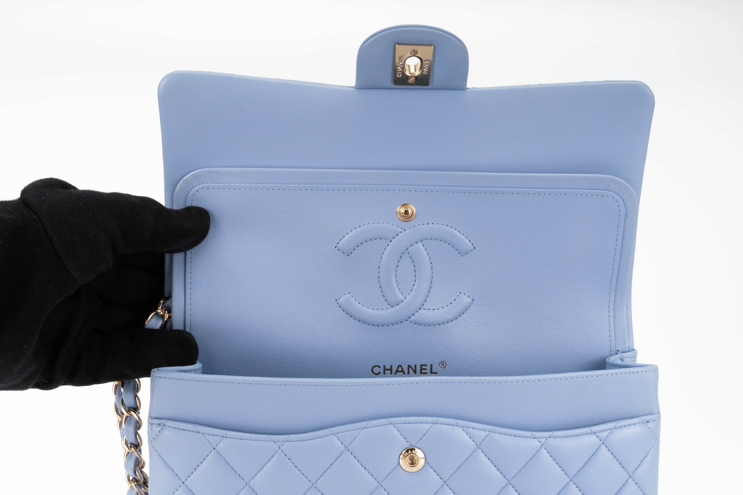 Chanel Medium Classic Flap Periwinkle Blue Lambskin - Luxury Shopping
