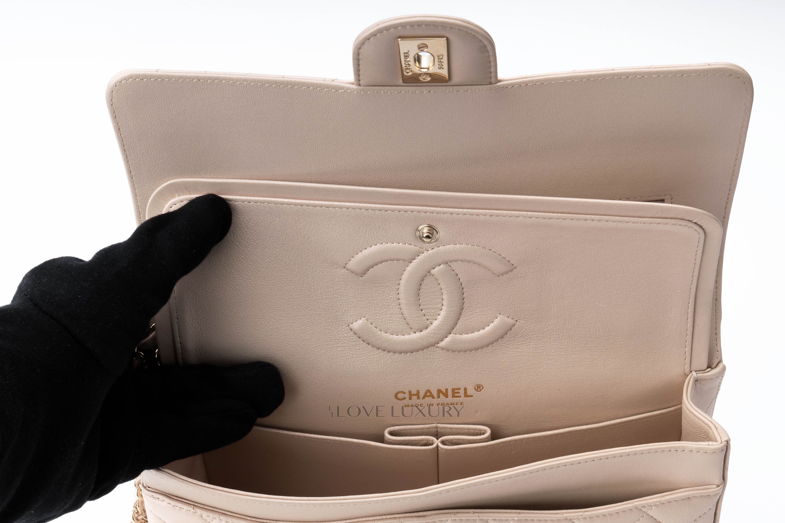 Chanel Medium Classic Flap Iridescent Ivory - Luxury Shopping