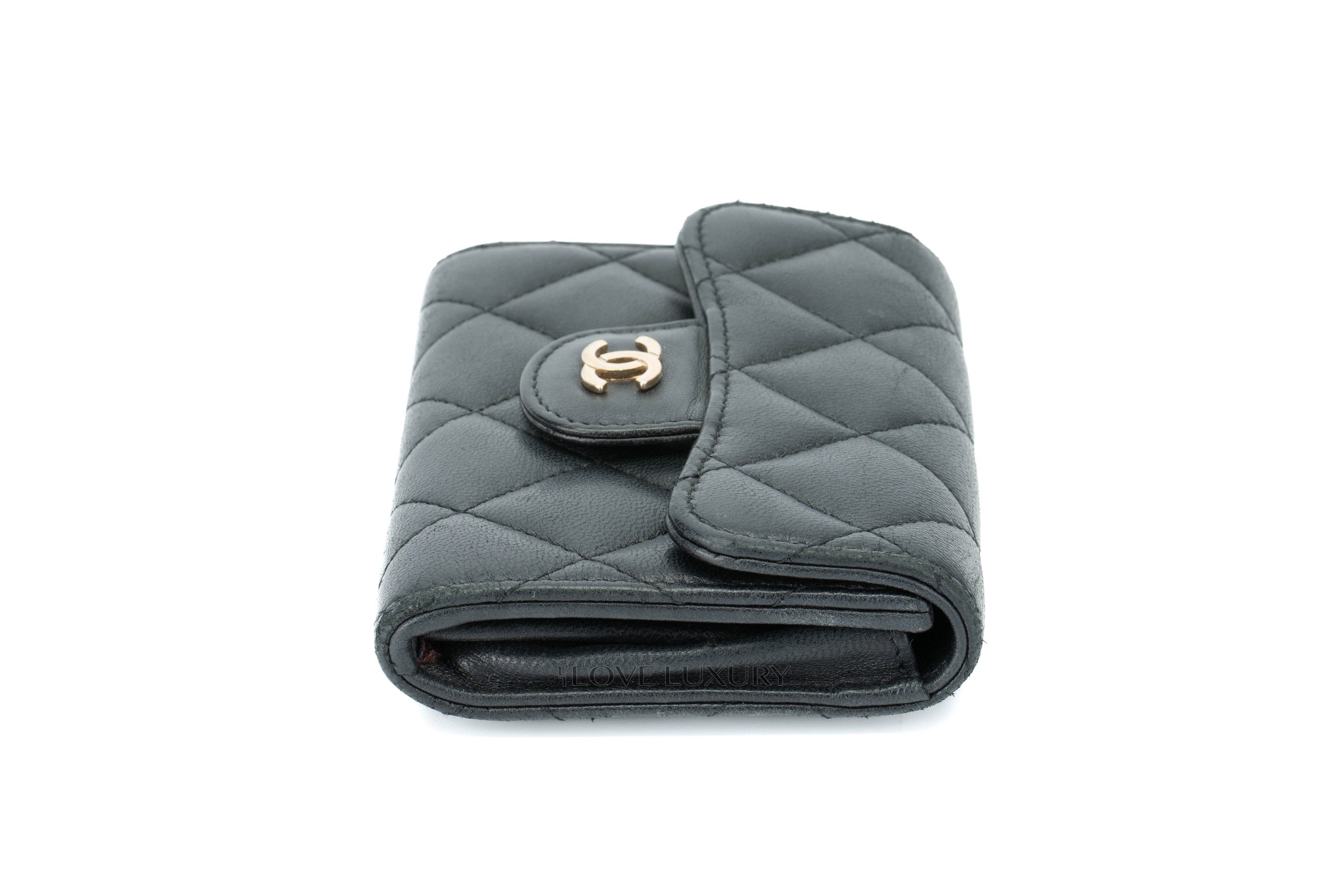 Chanel Small Card Holder Wallet Lambskin Black - Luxury Shopping