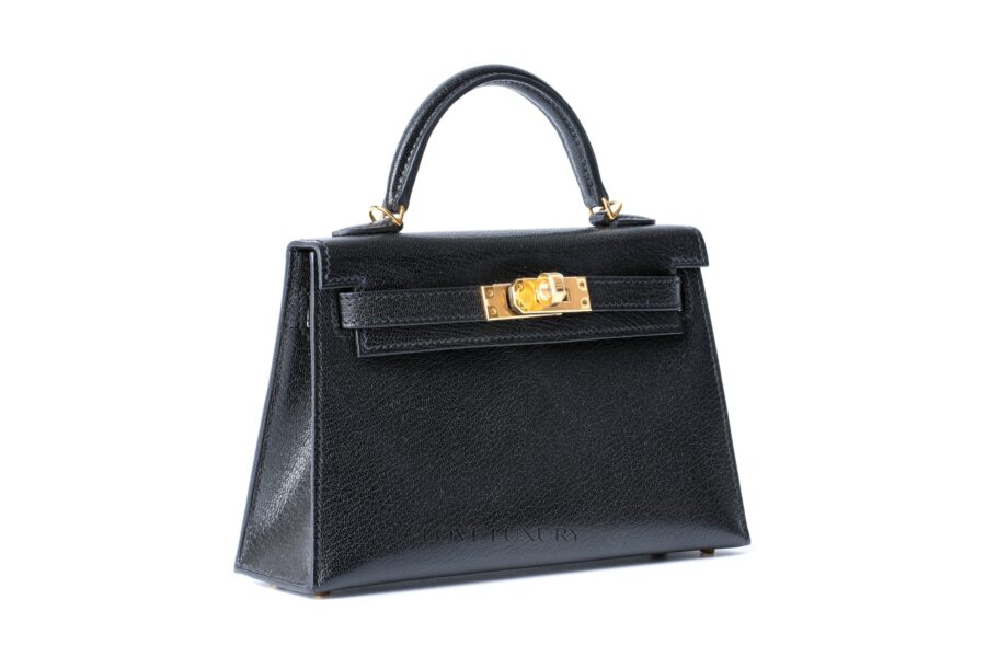Hermès Mini Kelly II Chamkila Chevre Noir - Luxury Shopping