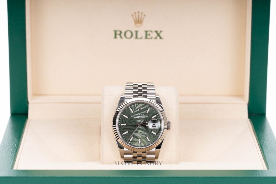 Rolex Datejust 36mm Oystersteel & White Gold Palm-Motif Dial – ref ...