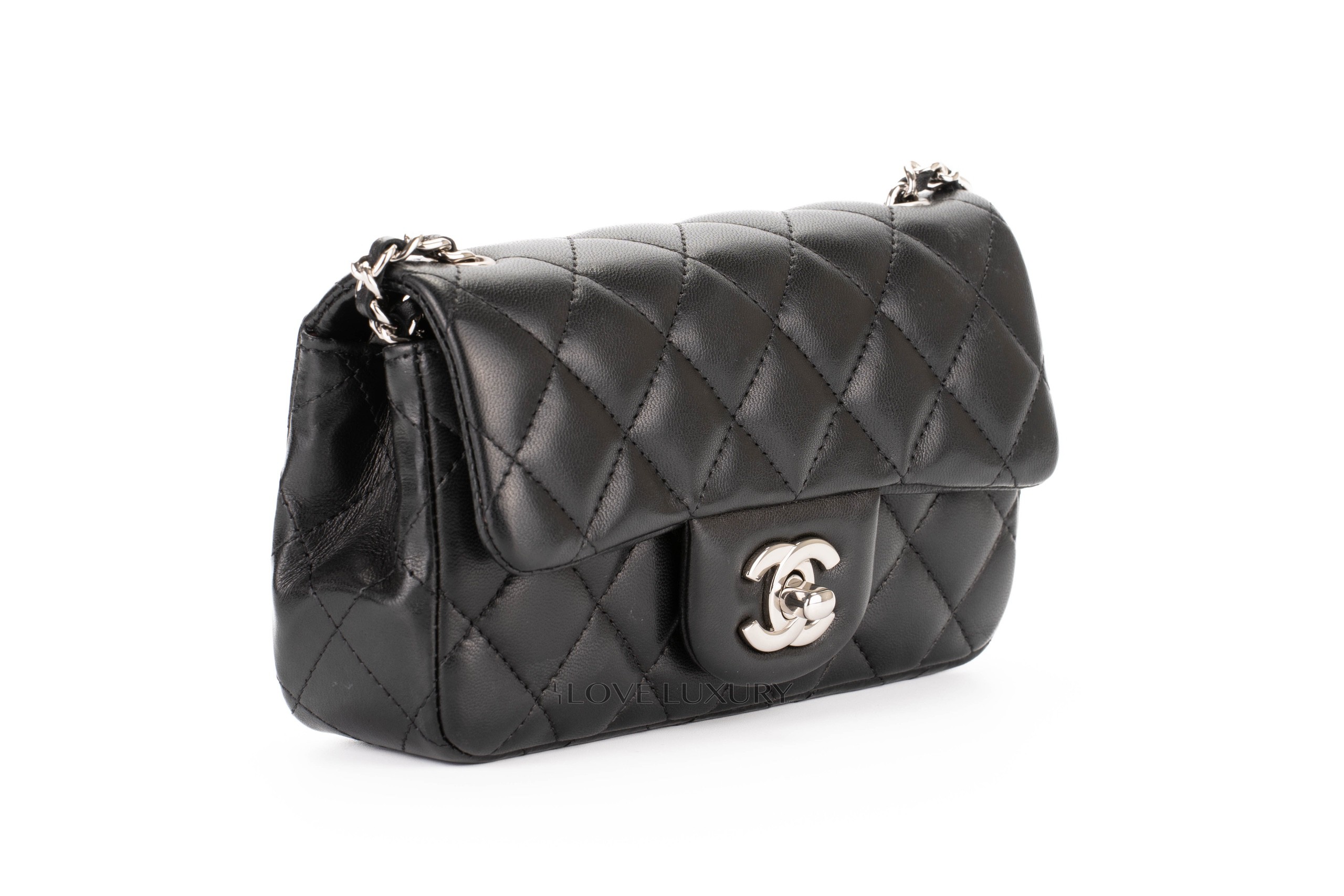 Chanel Ultra Mini Rectangular Black Lambskin Silver Hardware - Luxury ...