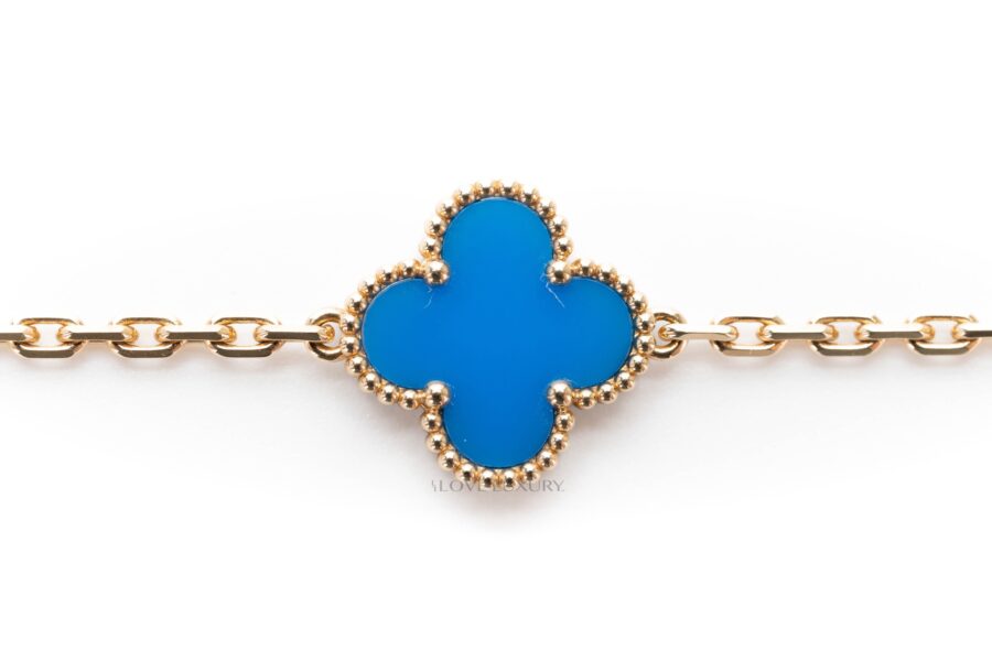 Van Cleef & Arpels Vintage Alhambra Bracelet Blue Agate Yellow Gold ...