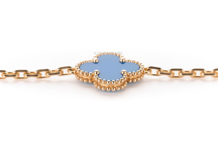 Van Cleef & Arpels Vintage Alhambra Bracelet Blue Agate Yellow Gold ...