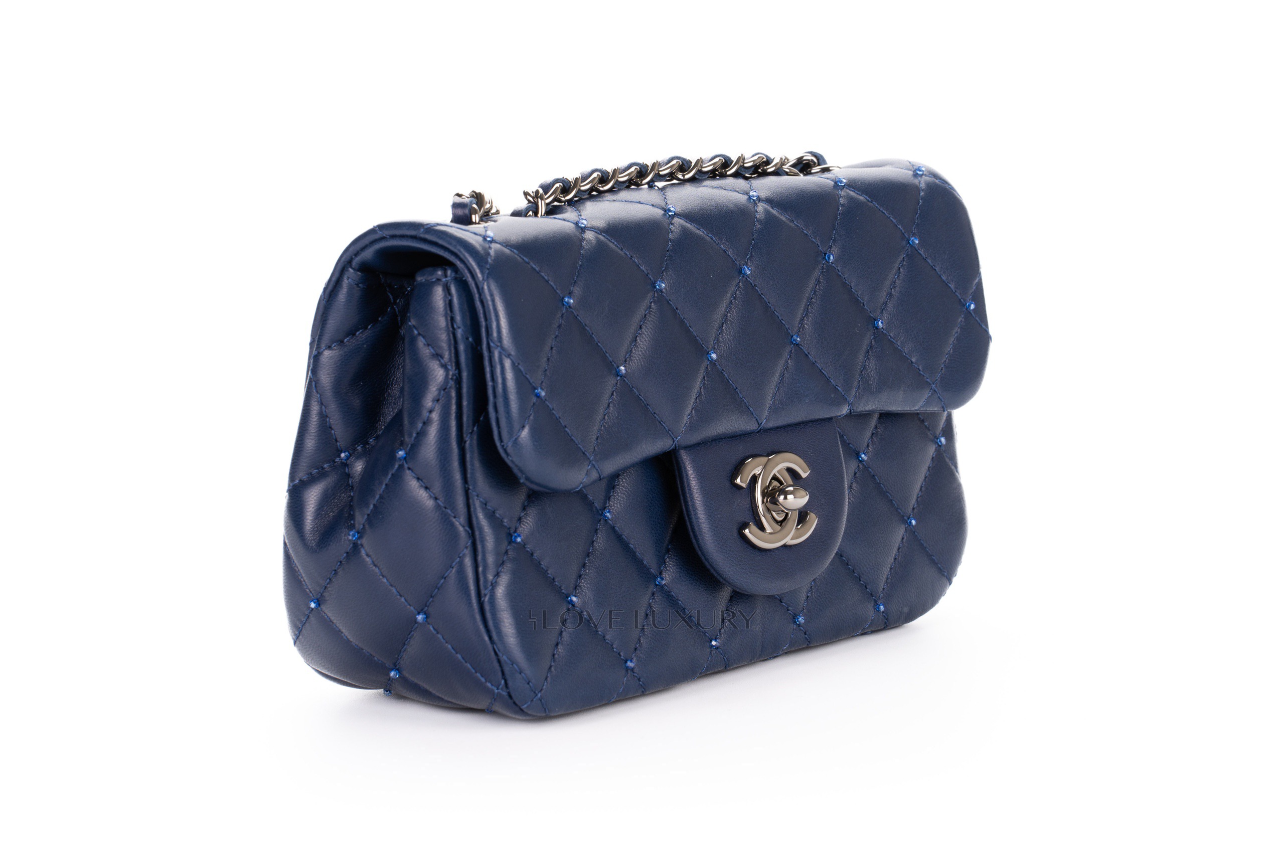 Chanel Extra Mini Rectangular Limited Edition Swarovski Beads Blue 17 ...
