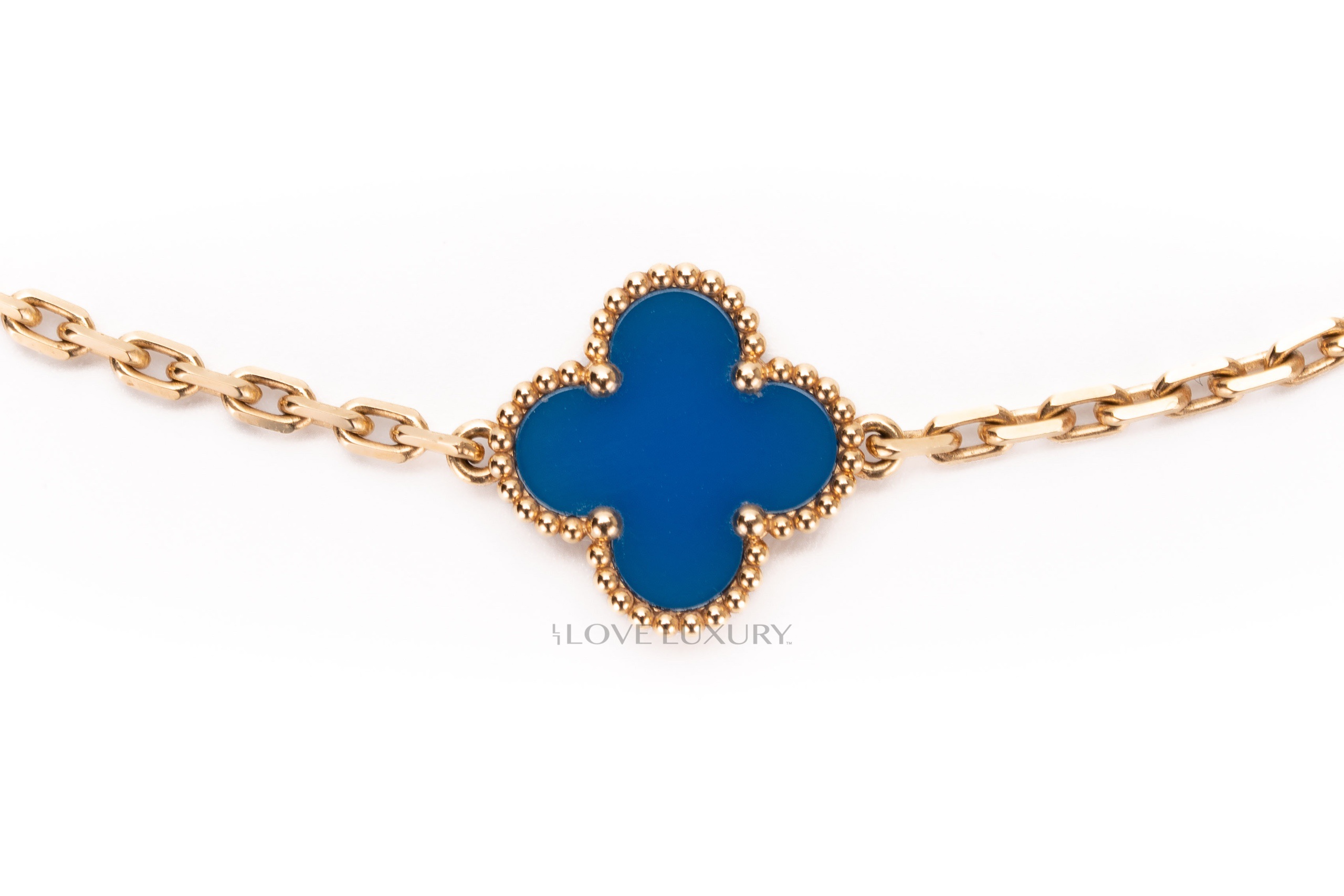 Van Cleef & Arpels Vintage Alhambra Blue Agate 10 Motif Necklace ...