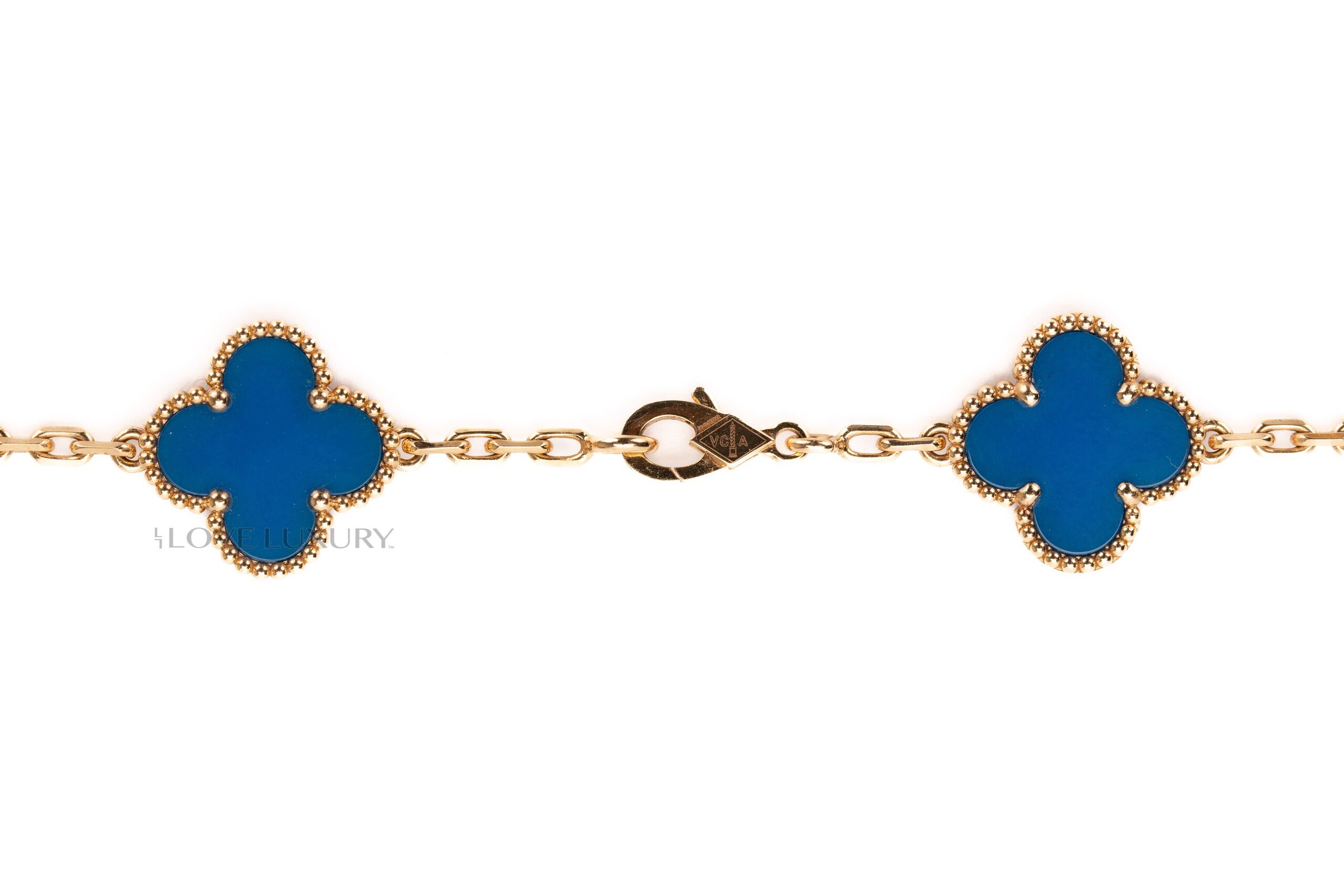 Van Cleef & Arpels Vintage Alhambra Blue Agate 10 Motif Necklace ...