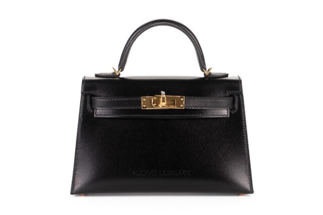 Hermès Mini Kelly Box Leather Black Gold Hardware - Luxury Shopping