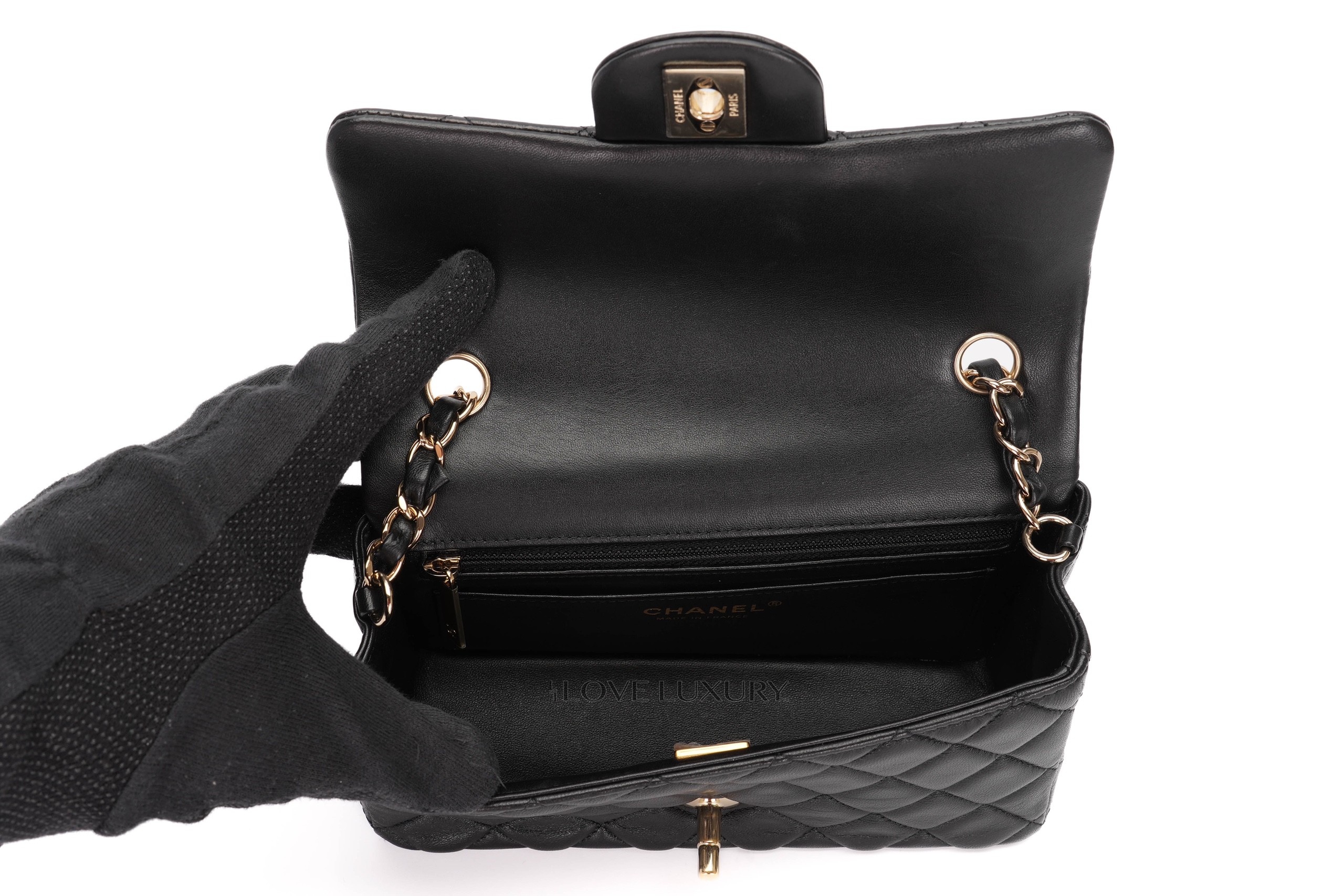 Chanel Mini Rectangular Lambskin Black Gold Hardware - Luxury Shopping