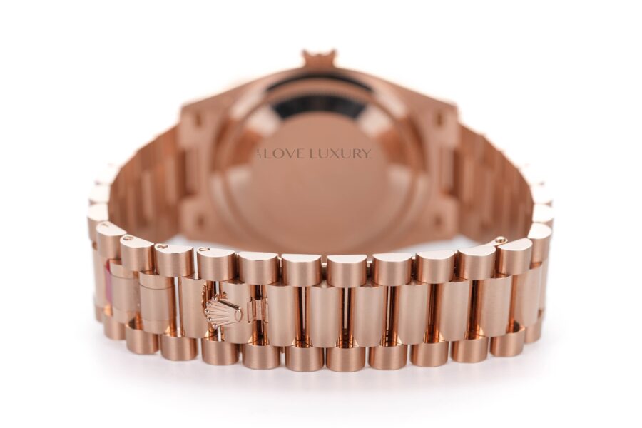 Rolex Day-Date 36 Rose Gold Brown Ombré Diamond Dial – Unworn 128235 ...