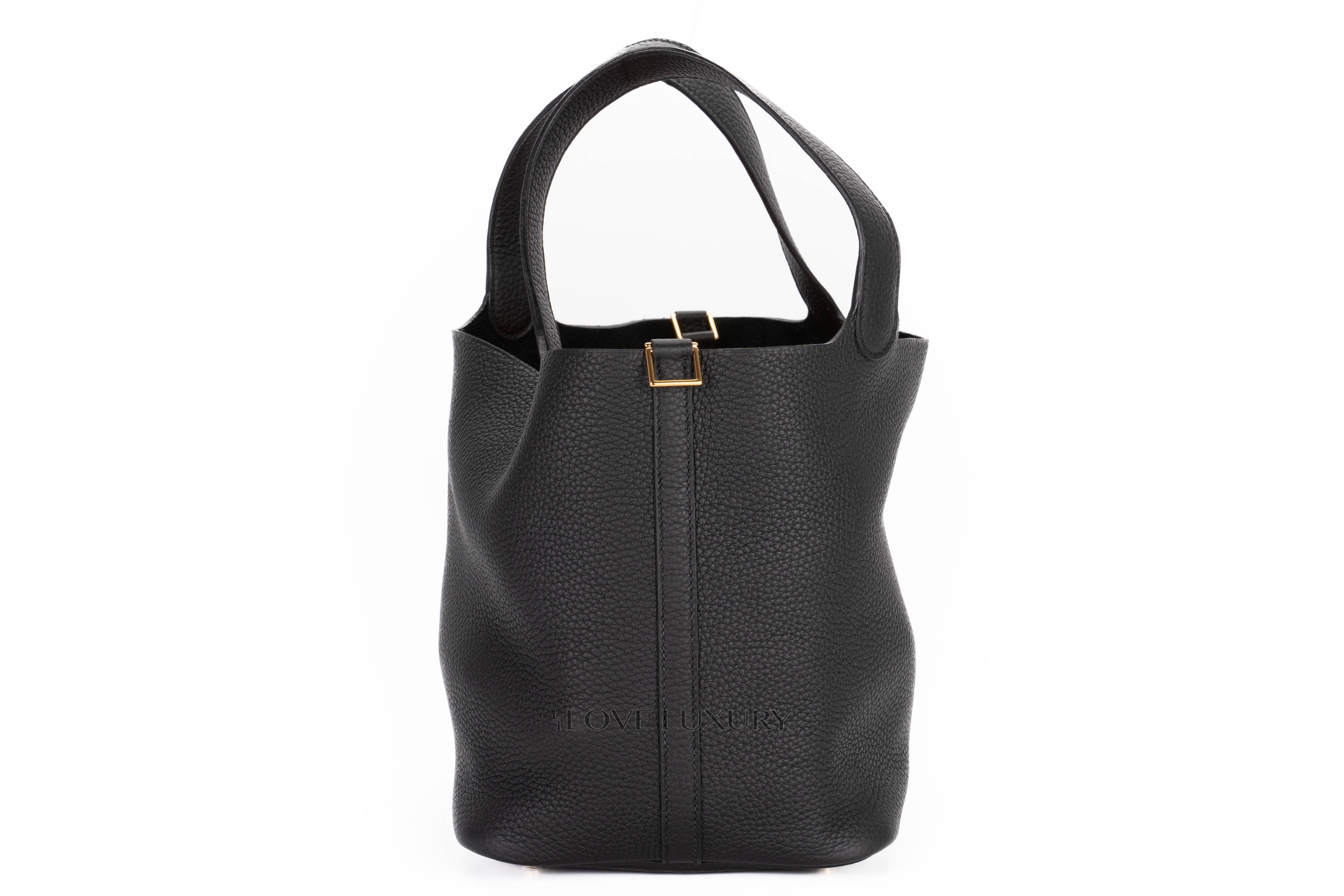 Hermès Picotin 22 Black Clemence Gold Hardware - Luxury Shopping