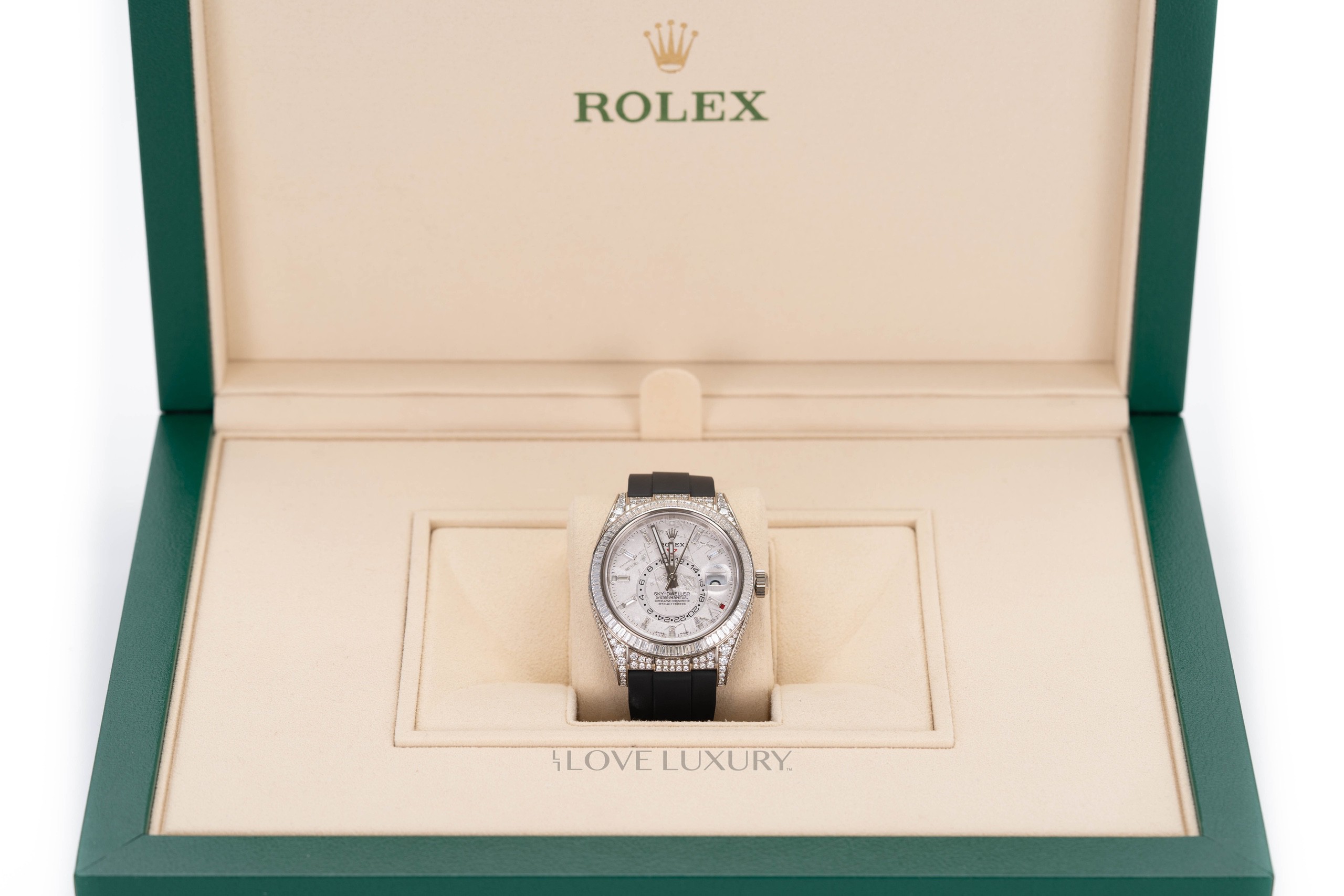 Rolex Sky-Dweller White Gold Meteorite Diamonds Baguette Dial Factory ...