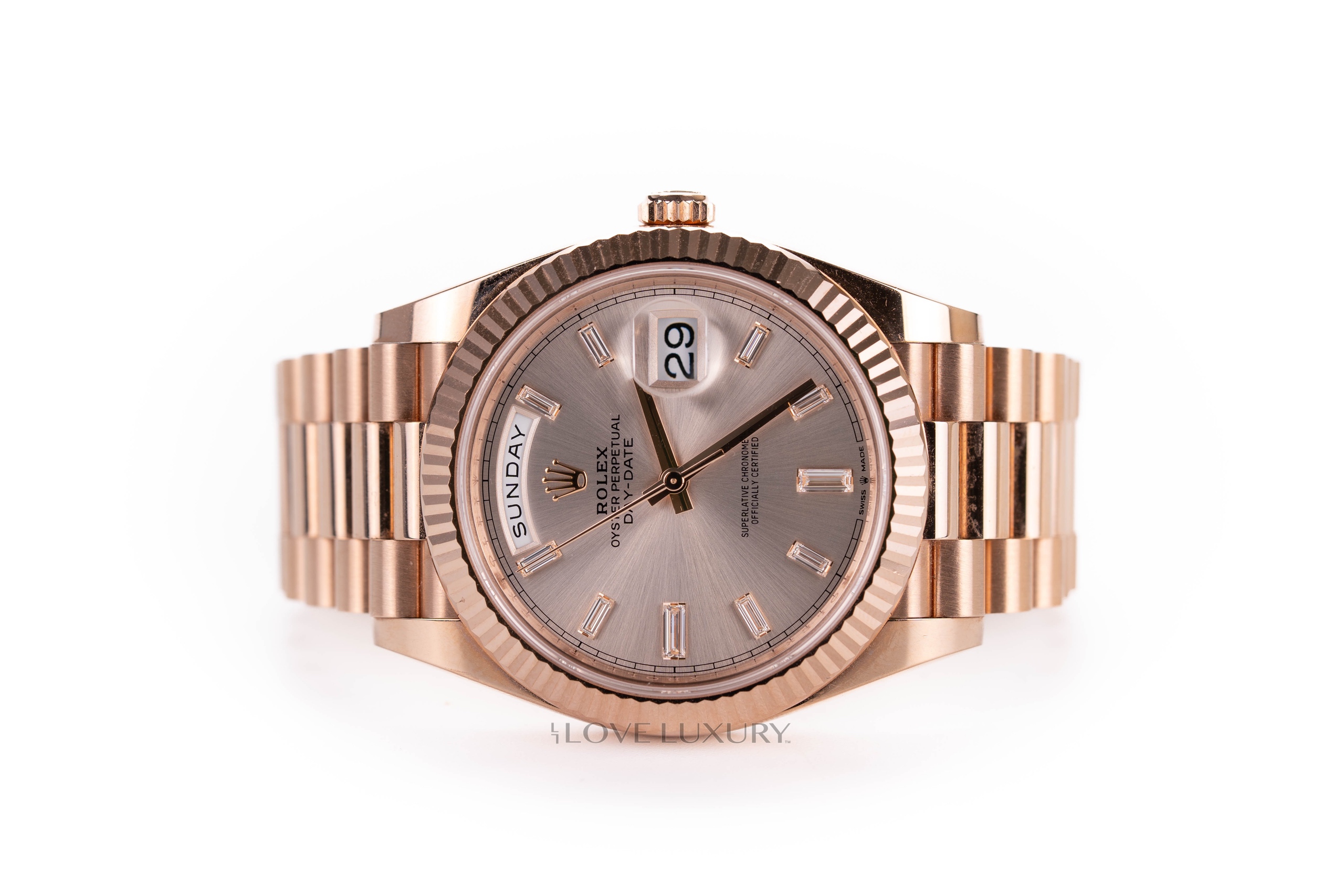 Rolex Day-Date 40 Sundust Baguette Diamond Dial [2023] – 228235 ...