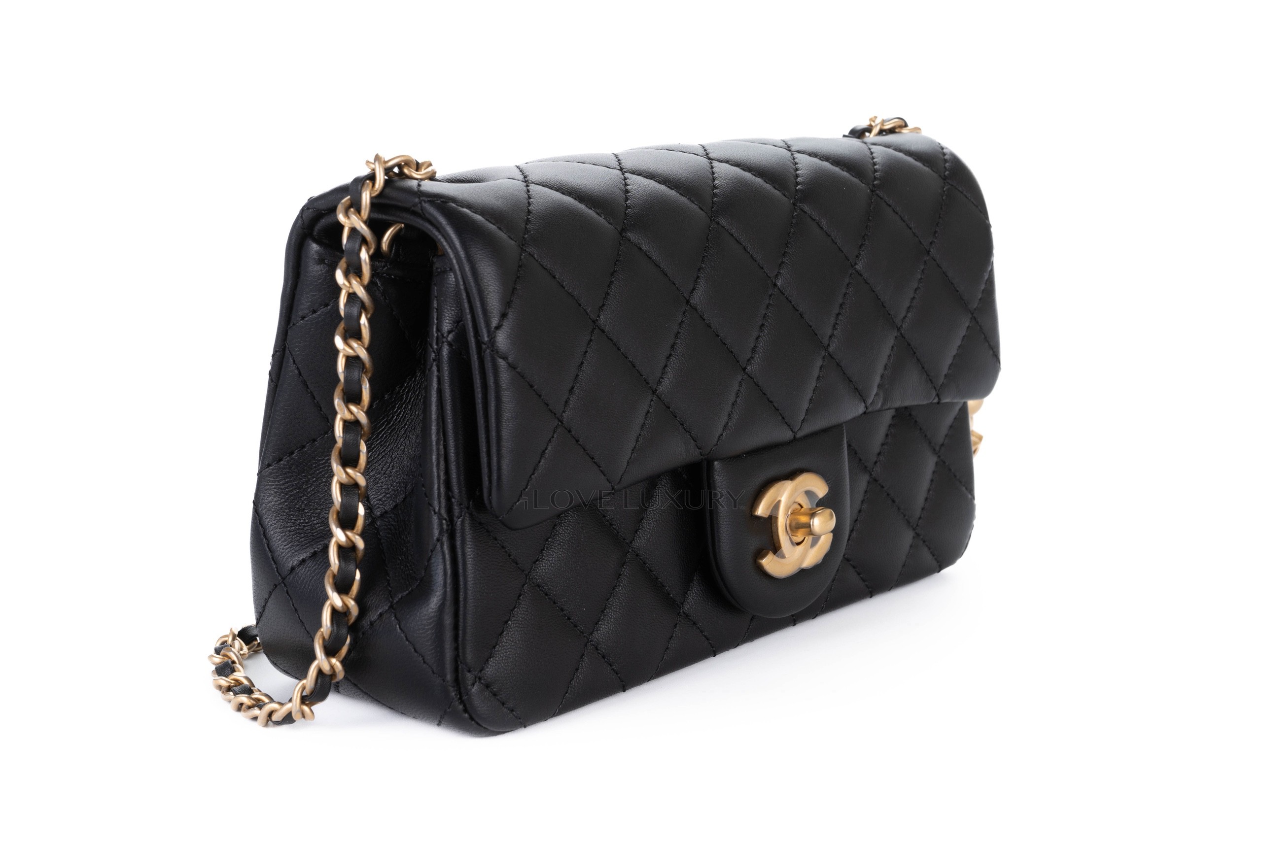 Chanel Mini Rectangular Pearl Crush Black Lambskin GHW - Luxury Shopping