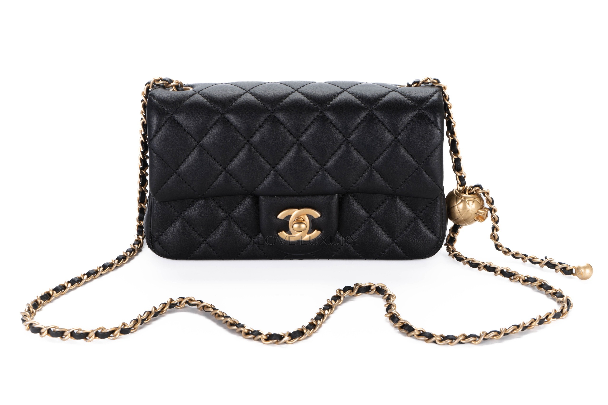 Chanel Mini Rectangular Pearl Crush Black Lambskin GHW - Luxury Shopping