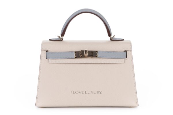 Hermès Mini Kelly HSS Craie & Bleu Glacier Permabrass Hardware - Luxury ...