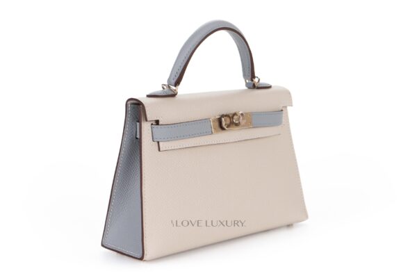 Hermès Mini Kelly HSS Craie & Bleu Glacier Permabrass Hardware - Luxury ...