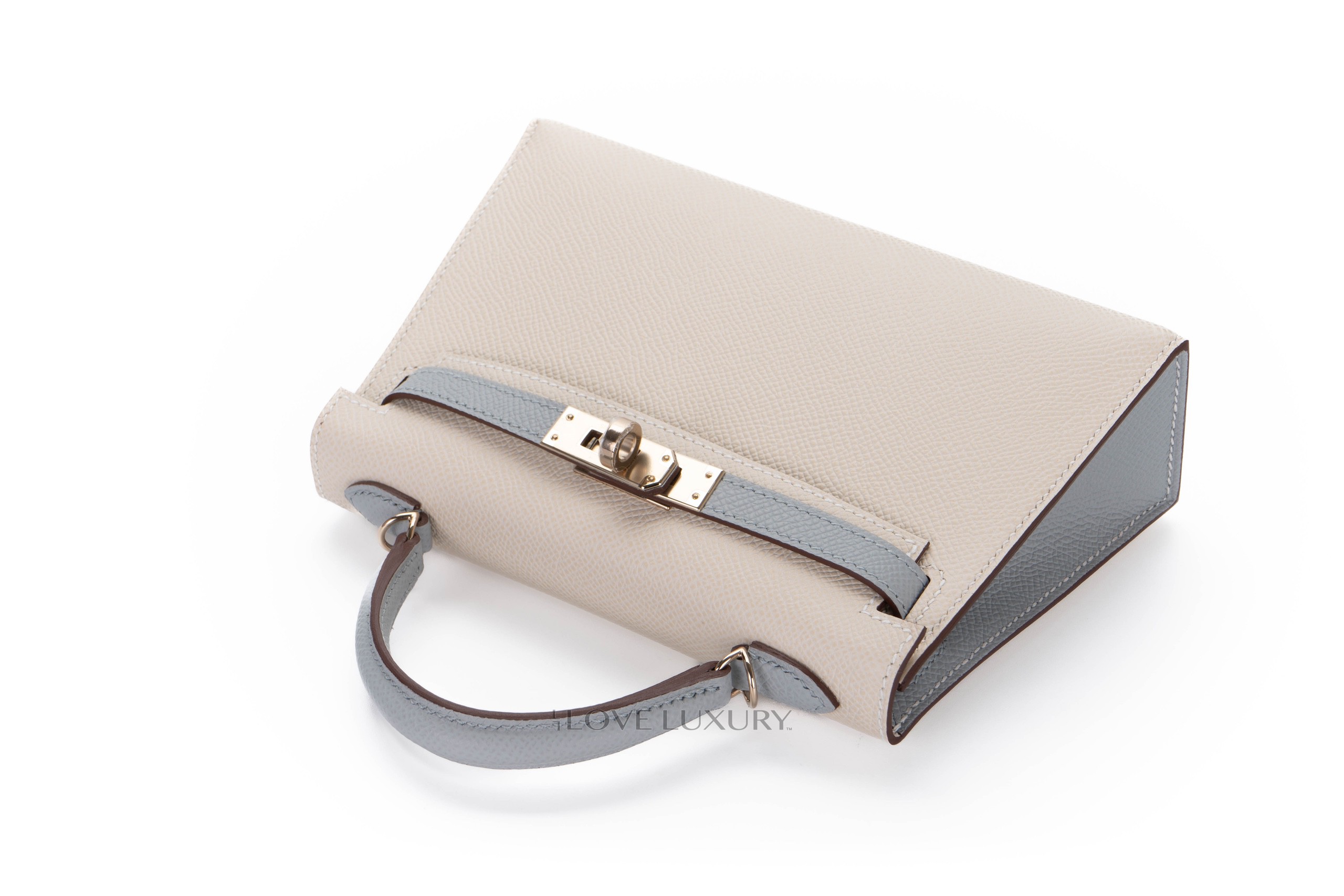 Hermès Mini Kelly HSS Craie & Bleu Glacier Permabrass Hardware - Luxury ...