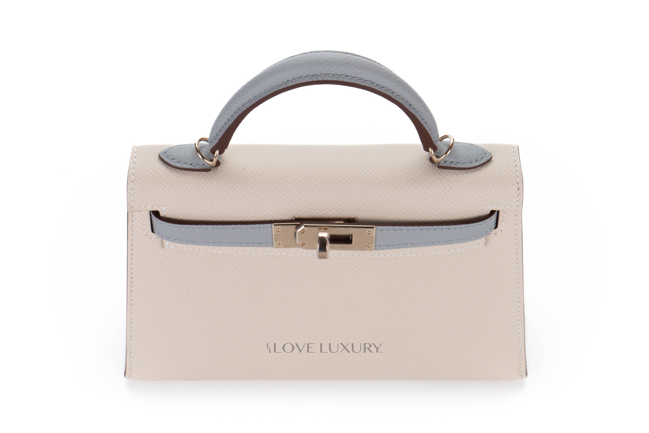 Hermès Mini Kelly HSS Craie & Bleu Glacier Permabrass Hardware - Luxury ...