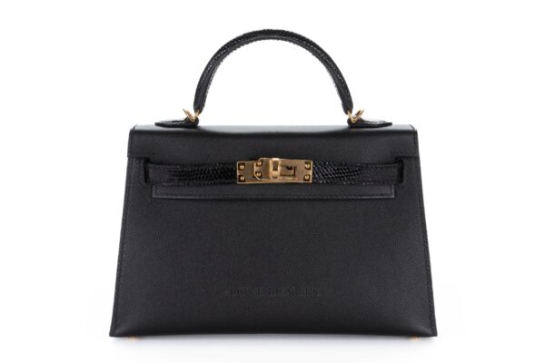 Hermès Mini Kelly Touch Lizard Black Epsom Gold Hardware - Luxury Shopping