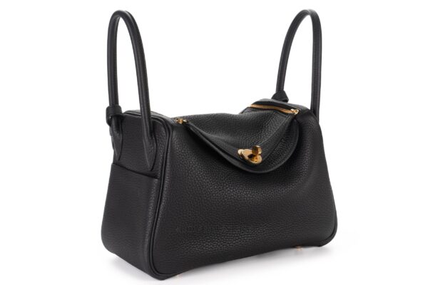 Hermès Lindy 26 Black Clemence Gold Hardware - Luxury Shopping
