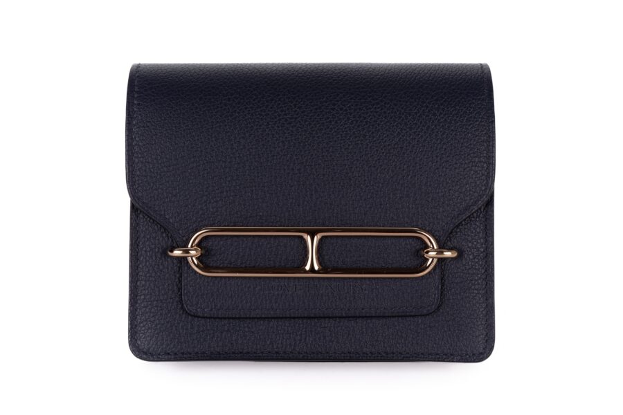 Hermès Roulis Slim Wallet Bleu Nuit Rose Gold Hardware - Luxury Shopping