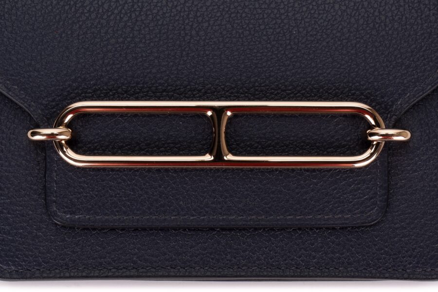 Hermès Roulis Slim Wallet Bleu Nuit Rose Gold Hardware - Luxury Shopping