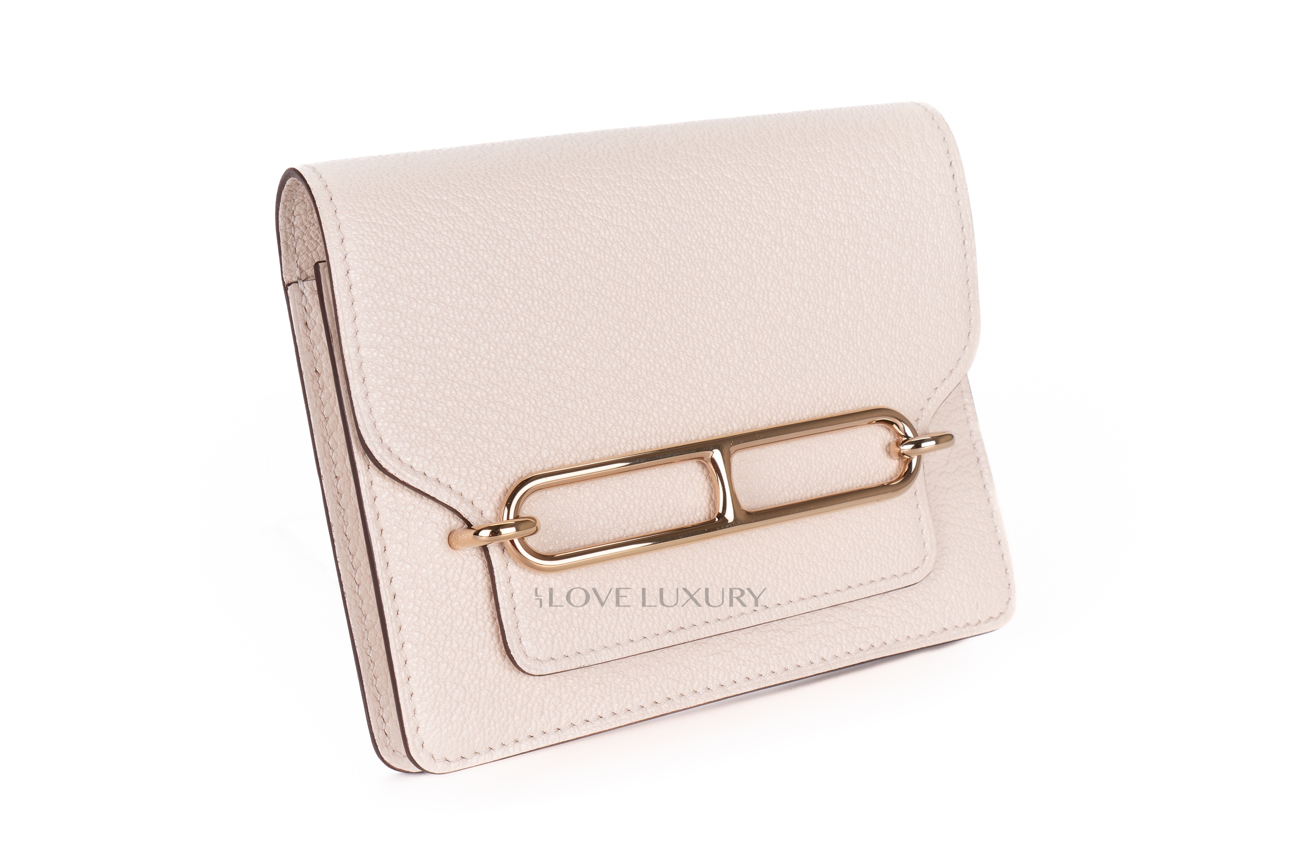 Hermès Roulis Slim Wallet Craie Rose Gold Hardware - Luxury Shopping