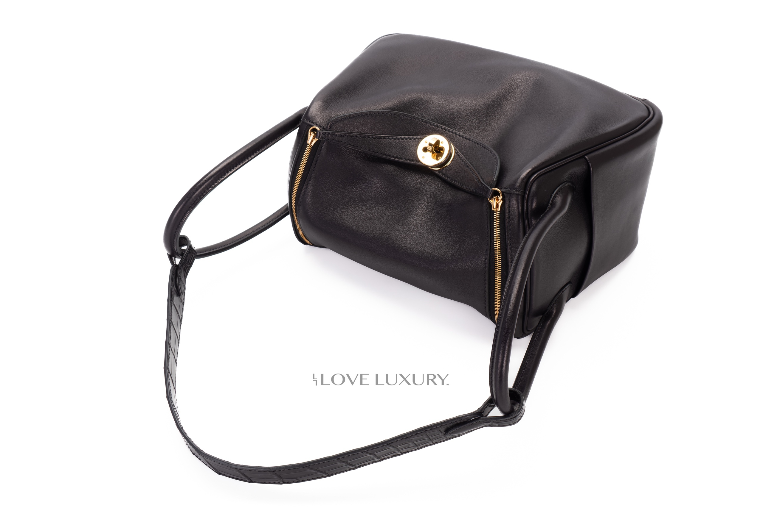 Hermès Lindy 26 Touch Black Swift / Crocodile Nilo Gold hardware ...