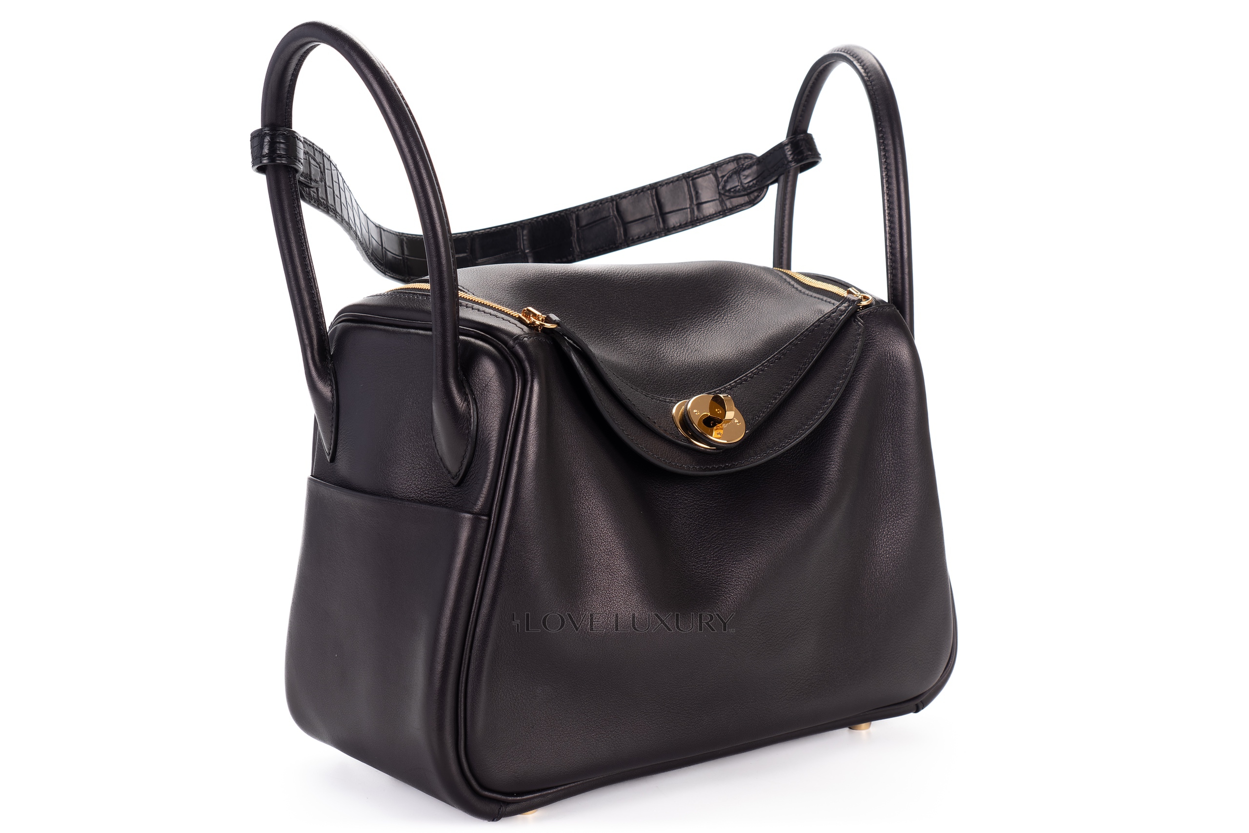 Hermès Lindy 26 Touch Black Swift / Crocodile Nilo Gold hardware ...