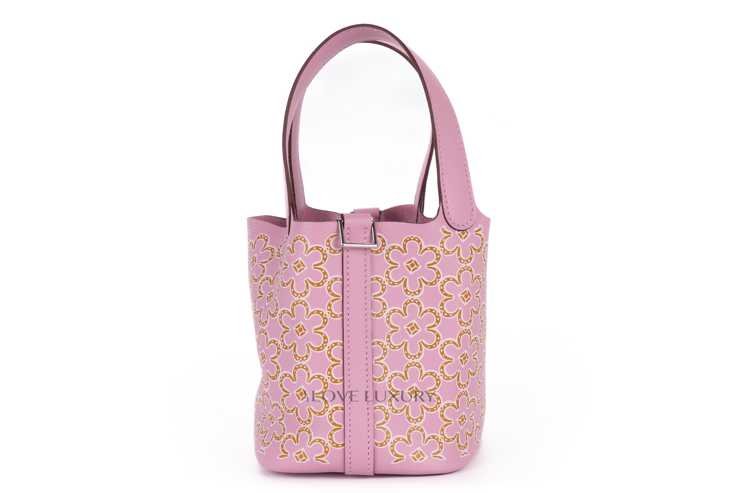 Hermès Micro Picotin Lucky Daisy Swift Mauve Sylvester/Chai Palladium ...