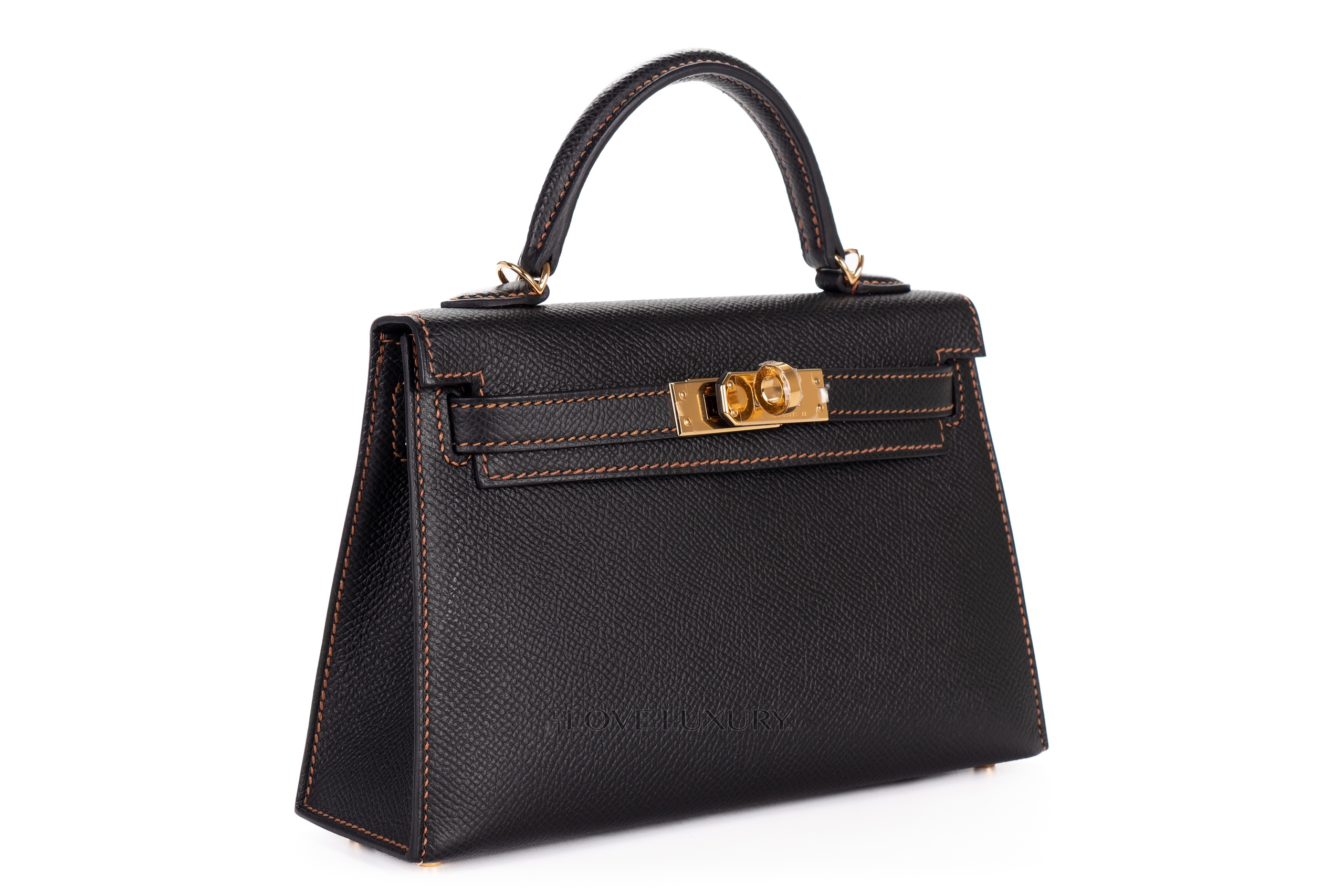Hermès Mini Kelly HSS Black Epsom Gold Stitching Gold Hardware - Luxury ...