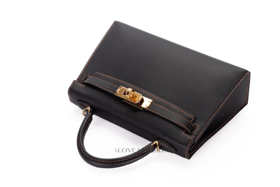 Hermès Mini Kelly HSS Black Epsom Gold Stitching Gold Hardware - Luxury ...