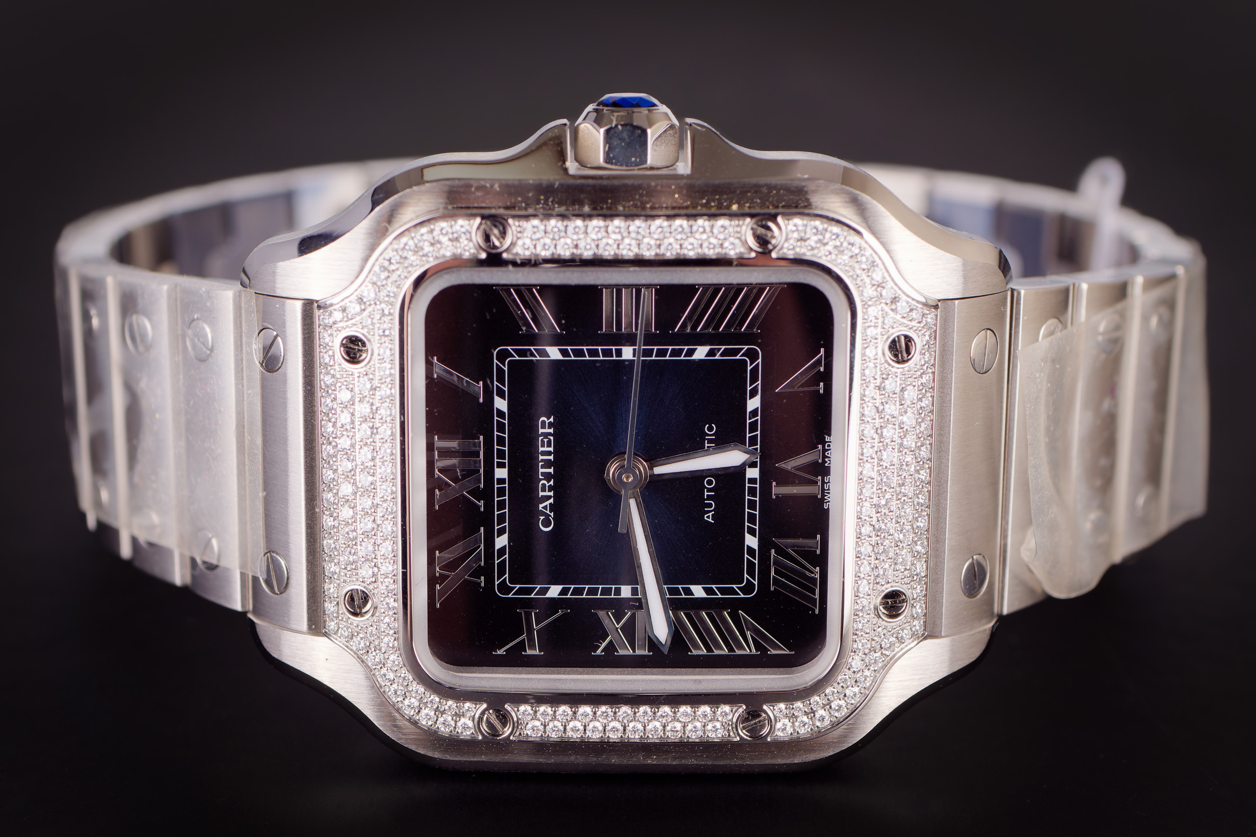 Cartier Santos De Cartier Medium Diamond Bezel – W4SA0006 - Luxury Shopping