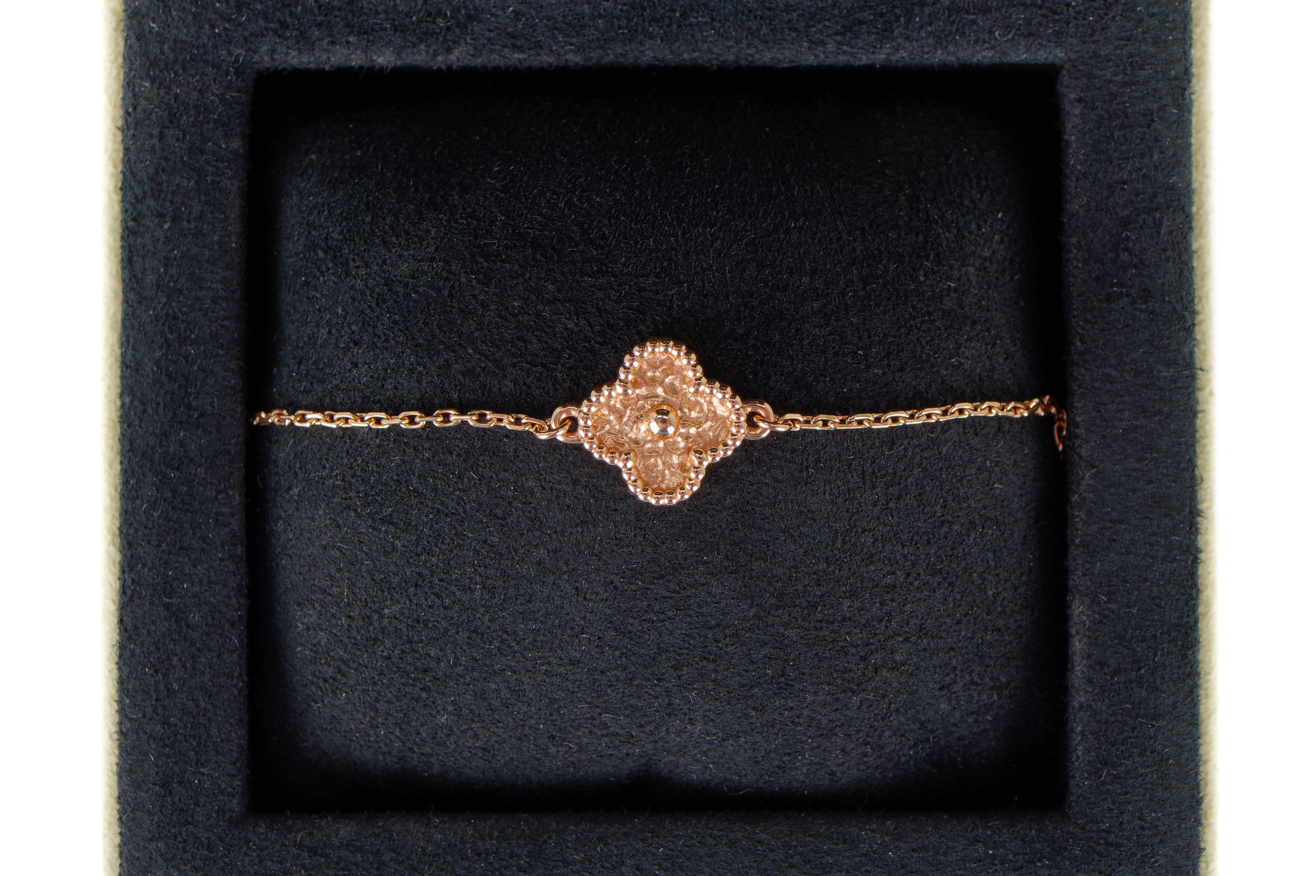 Van Cleef & Arpels Rose Gold Hammered Sweet Alhambra Bracelet - Luxury ...