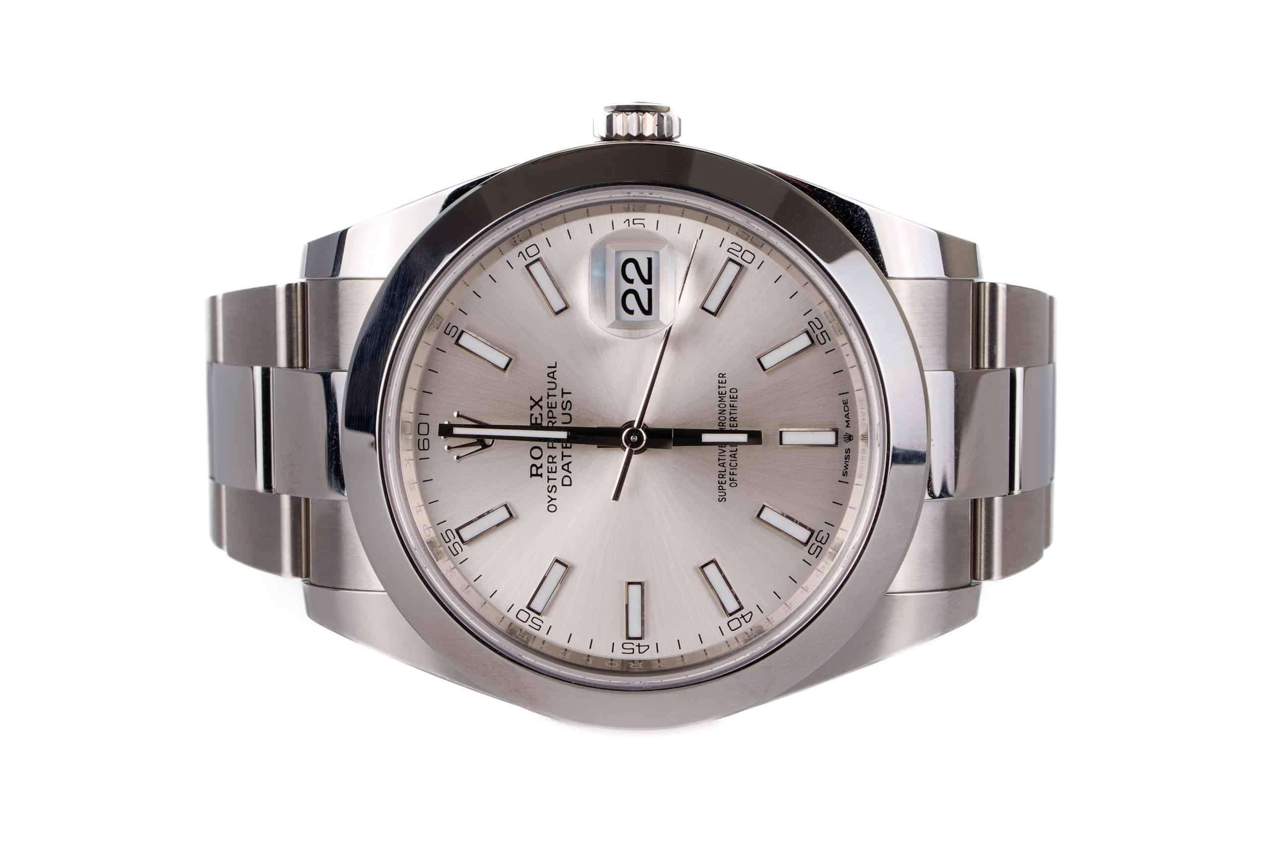 Rolex Datejust 41mm Oystersteel Smooth Bezel silver dial – ref 126300 ...