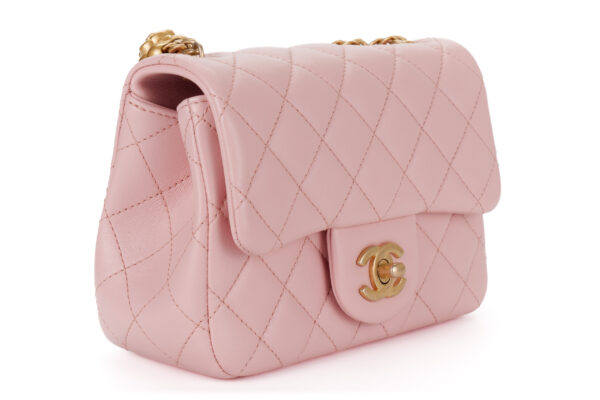 Chanel Pink Mini Square Flap Gold Hardware - Luxury Shopping