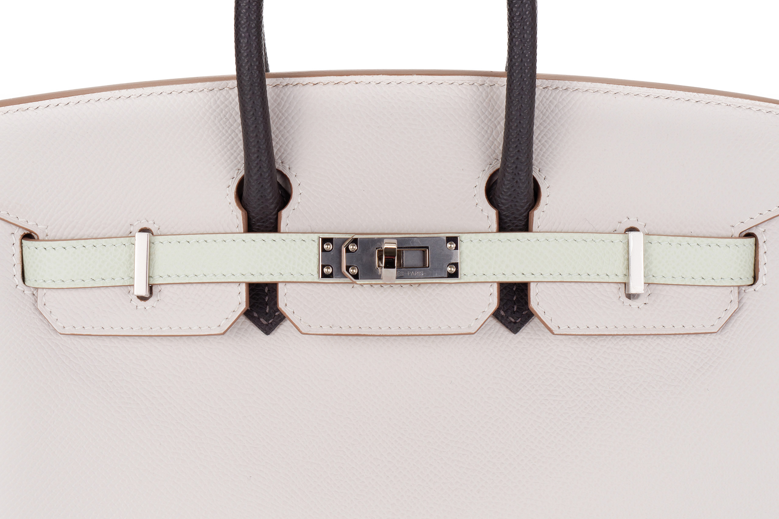 Hermès Birkin 25 Tri-Color Vert Fizz / Graphite / Gris Pale Epsom ...