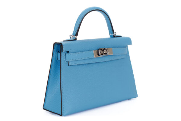 Hermès Mini Kelly Celeste Chevre Palladium Hardware - Luxury Shopping