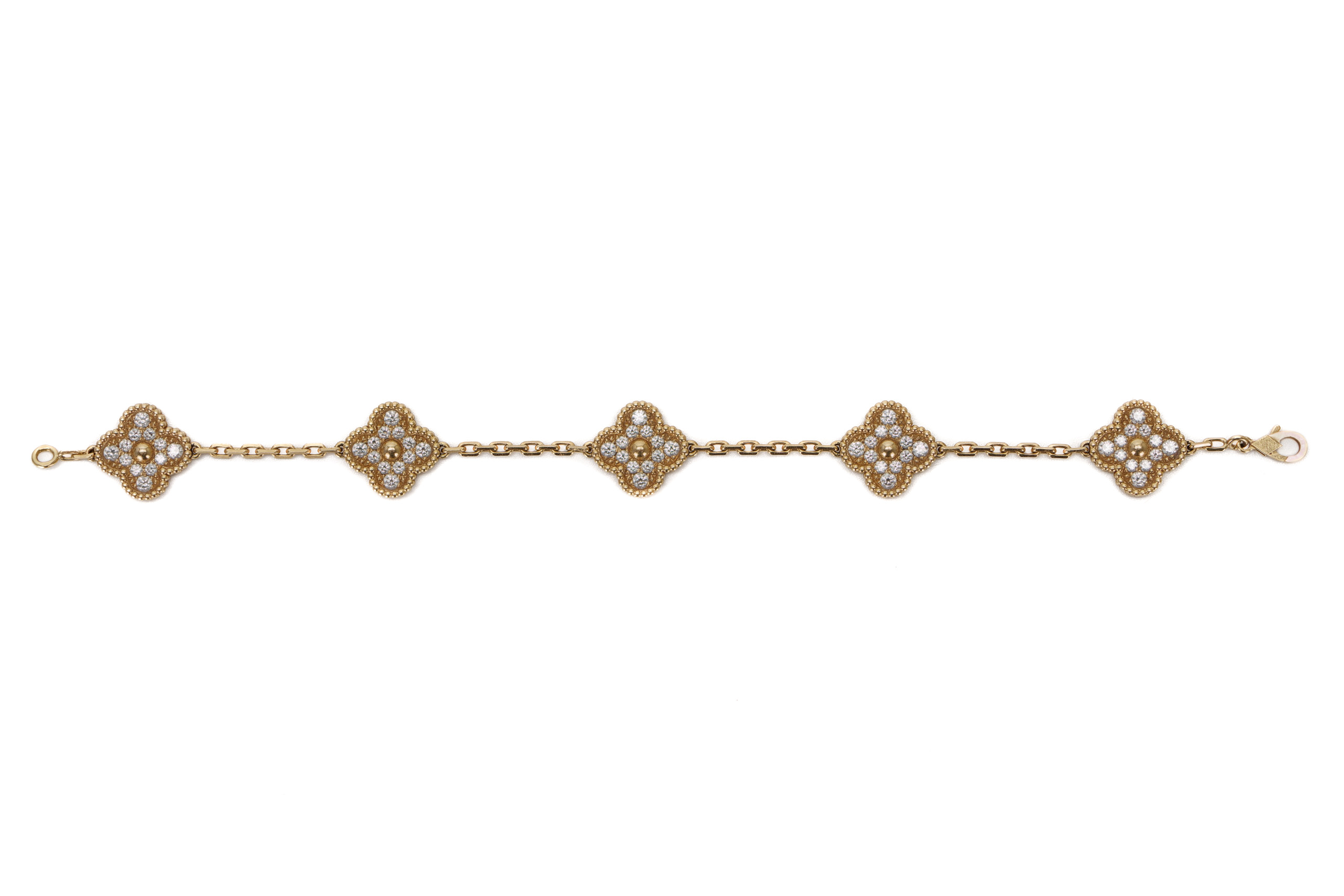 Van Cleef & Arpels Vintage Alhambra Yellow Gold and Diamonds 5 Motif ...