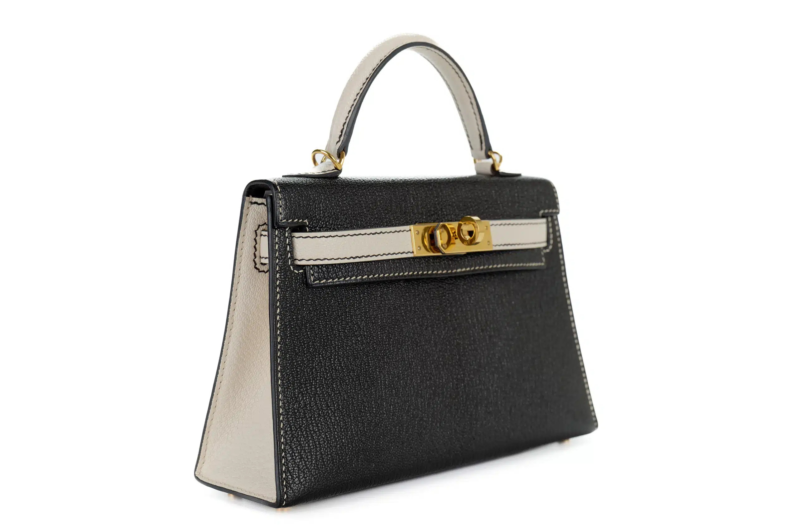 Hermès Mini Kelly HSS Chevre Noir And Nata Gold Hardware 2022 - Luxury ...