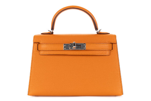 Hermès Mini Kelly Orange Chevre Palladium Hardware - Luxury Shopping