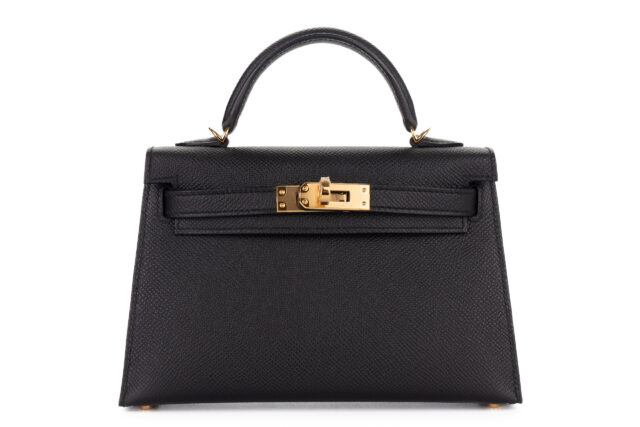 Hermès Mini Kelly Noir Epsom Gold Hardware - Luxury Shopping