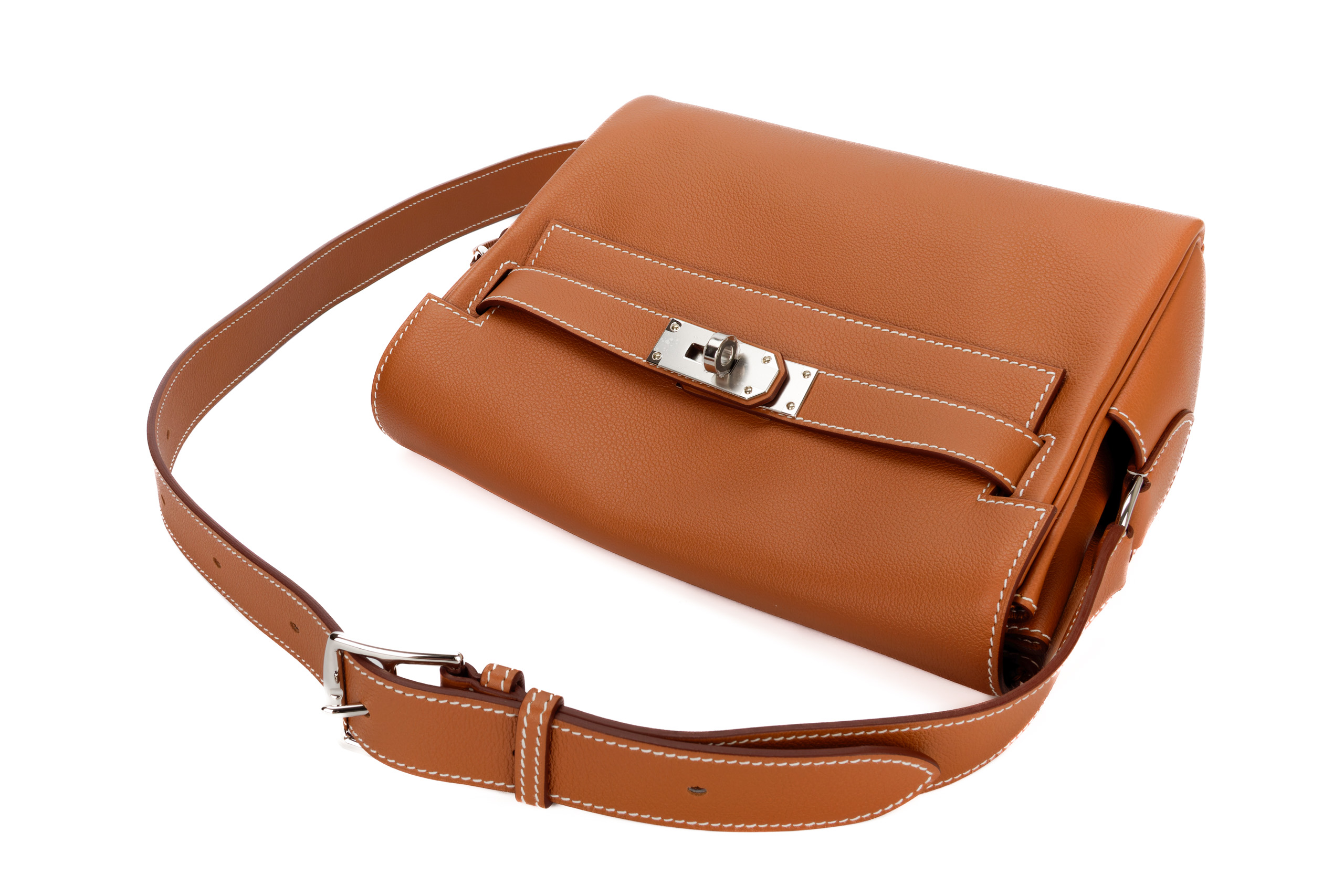 Hermès Kelly Messenger Gold Evercolour Palladium Hardware - Luxury Shopping