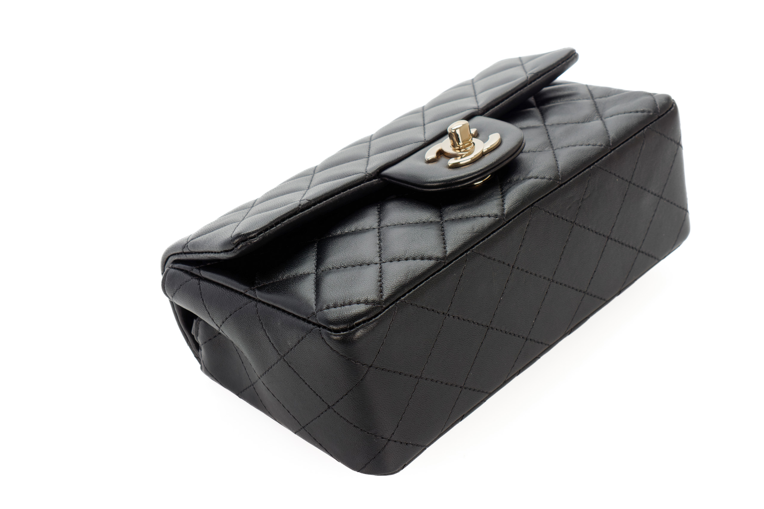 Chanel Mini Rectangular Black Lambskin Light Gold Hardware - Luxury ...