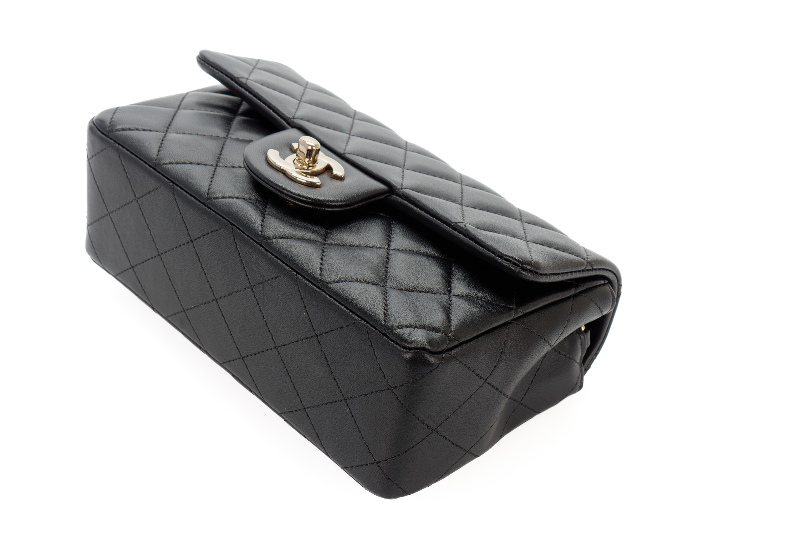 Chanel Mini Rectangular Black Lambskin Light Gold Hardware - Luxury ...