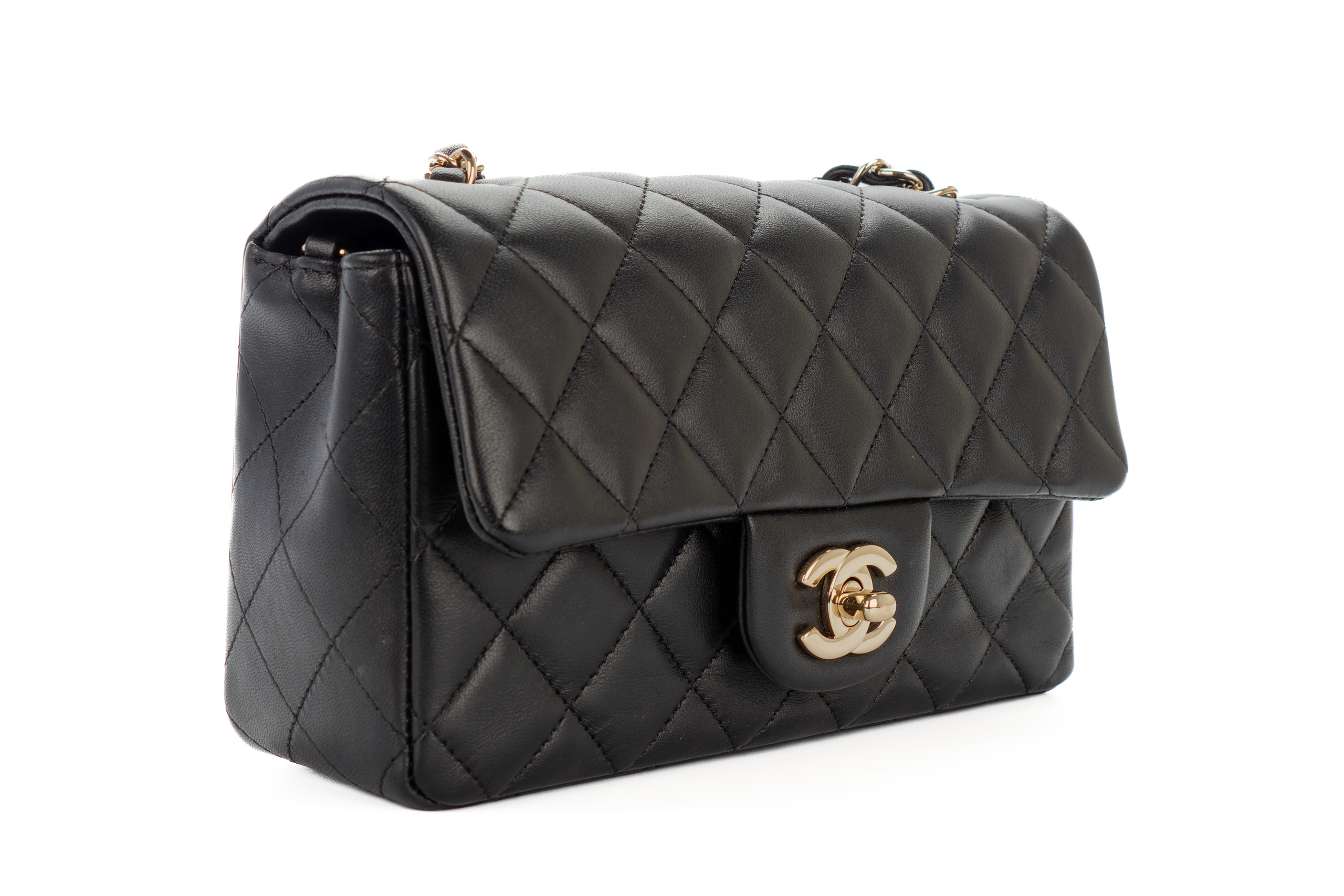 Chanel Mini Rectangular Black Lambskin Light Gold Hardware - Luxury ...
