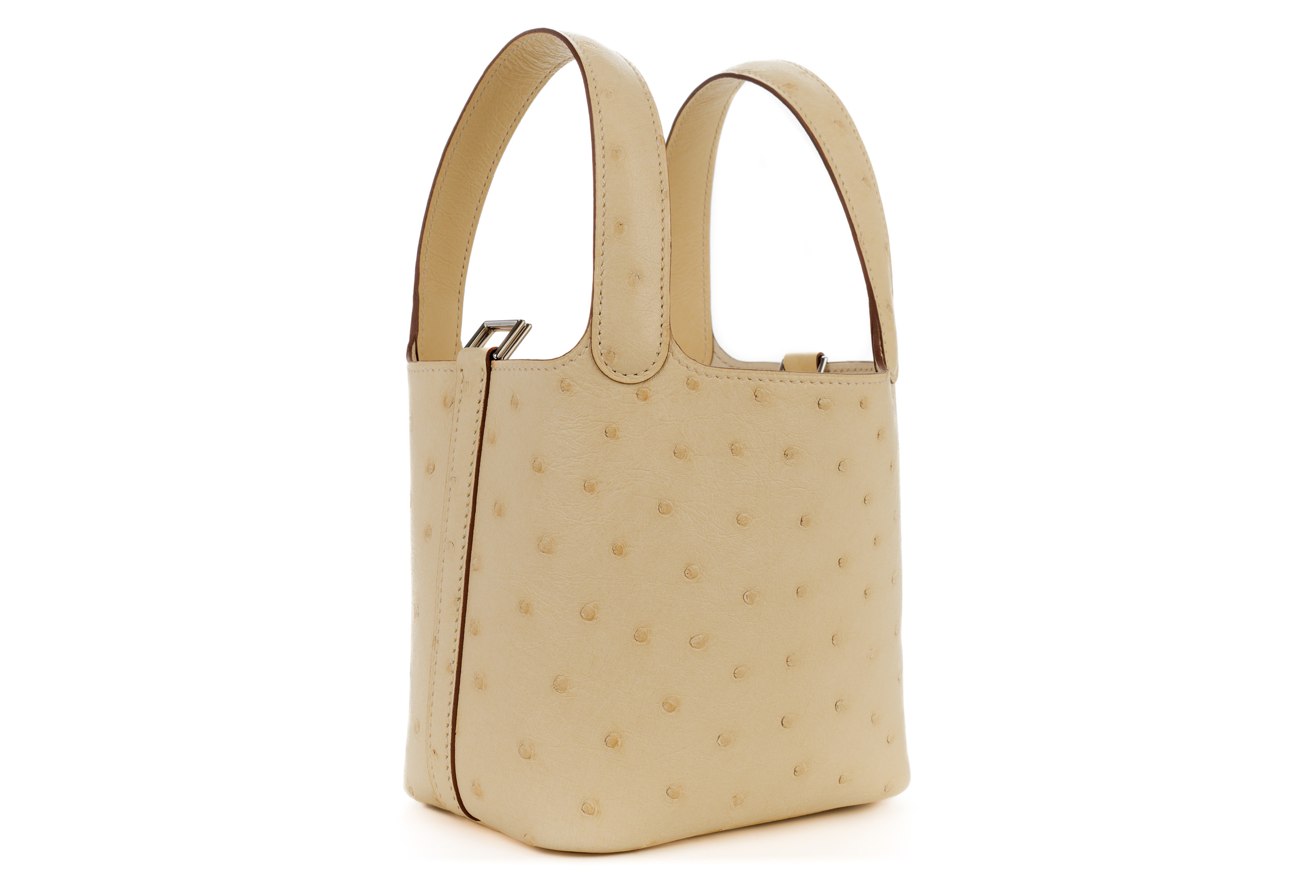 Hermès Micro Picotin Ostrich Vanille Palladium Hardware - Luxury Shopping