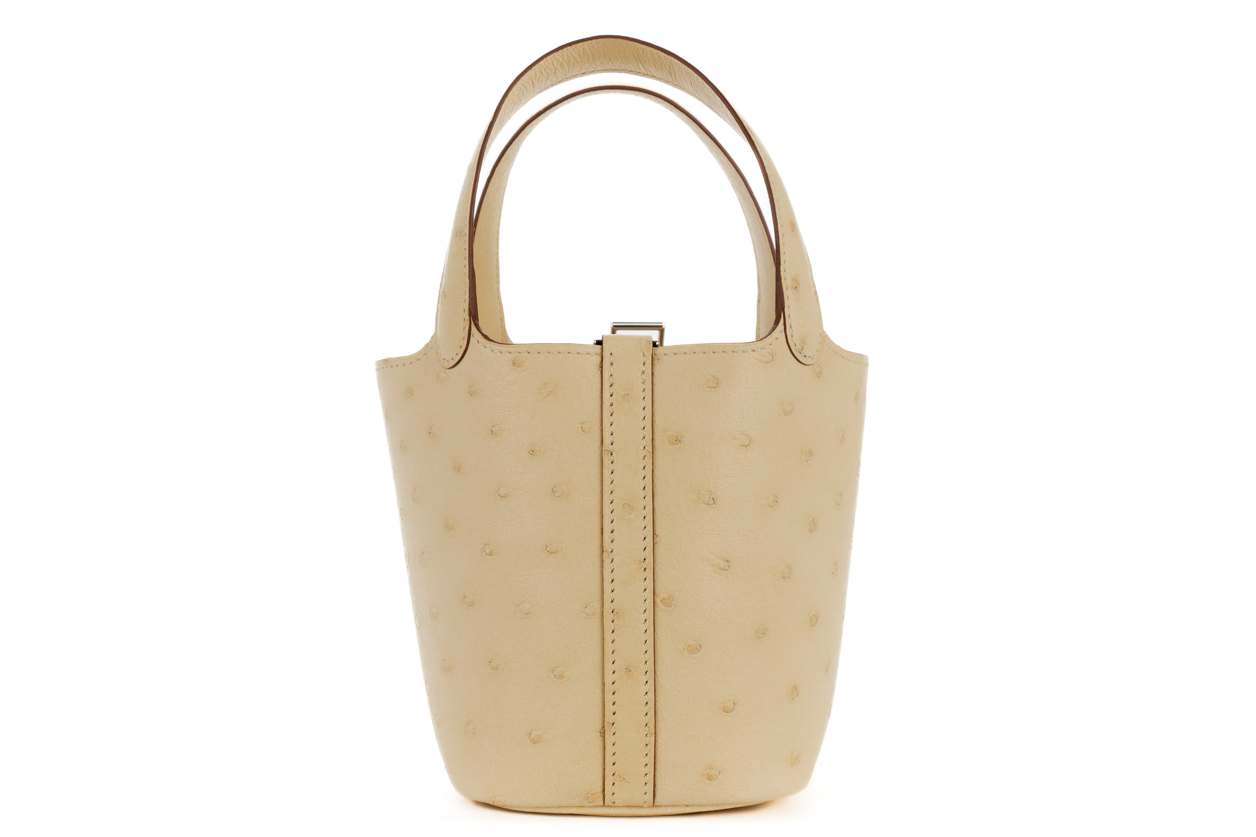 Hermès Micro Picotin Ostrich Vanille Palladium Hardware - Luxury Shopping